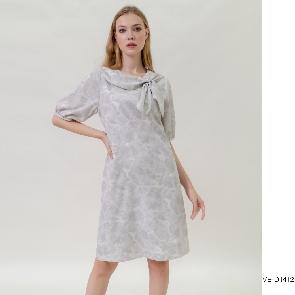 AMILA Dress VE-D1412 by VERONIQA พีชสกิน แขนสั้น IGPU23-9 | Shopee Thailand
