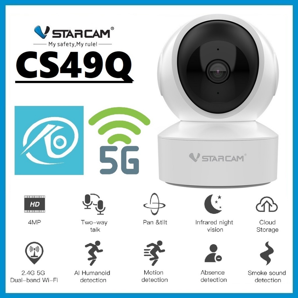 VSTARCAM CS49Q 4MP Quad HD 1440p 5G Dual Band Wi-Fi Camera กล้องวงจรปิด ...