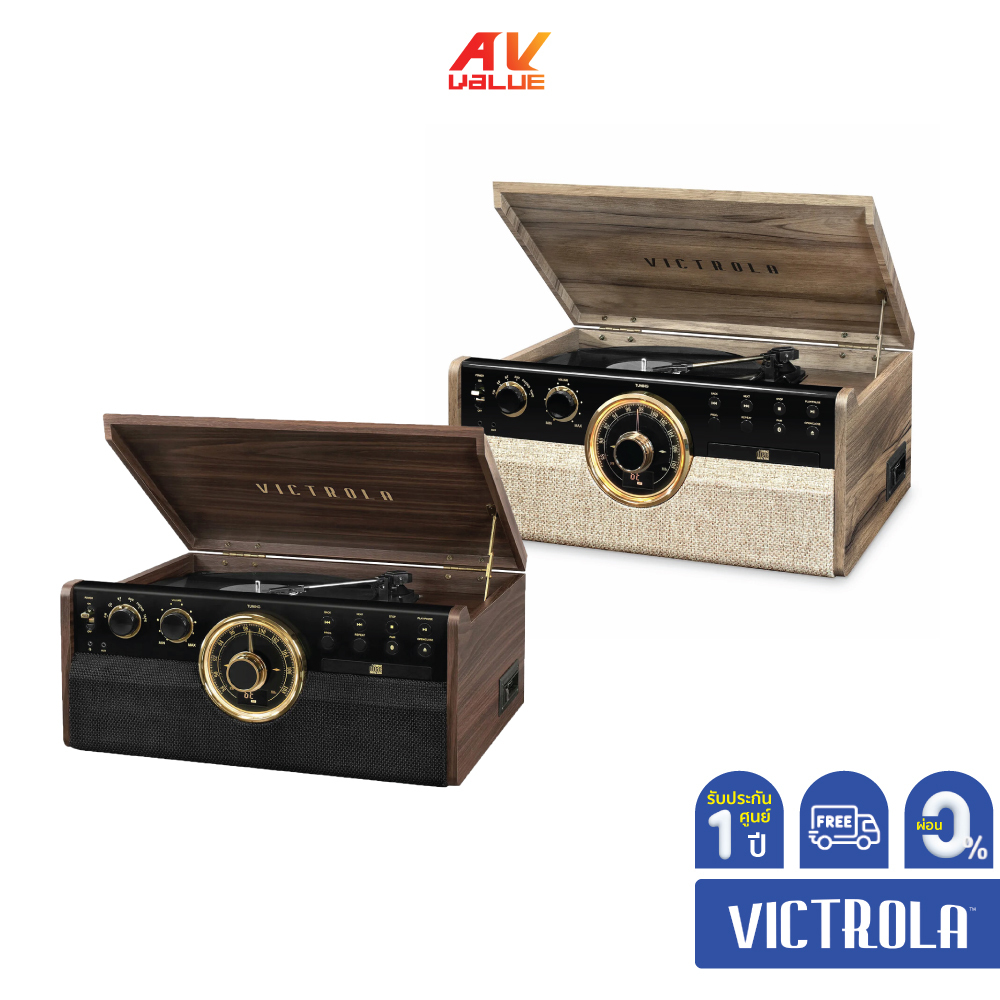 Victrola The Empire 6-IN-1 - Manual Three-Speed Turntable Audio System ...