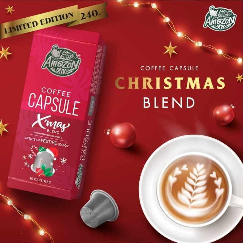 Cafe Amazon Capsule Coffee รส X'mas Blend กาแฟแคปซูล กลิ่นบัตเตอร์มิลค์ ...
