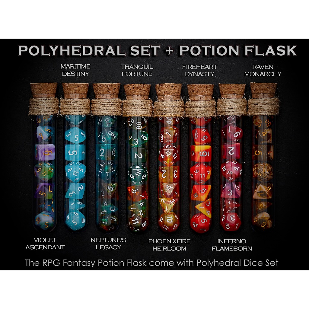 Potion Flask with Dice Set of 7 | ลูกเต๋า Dice For DnD D&D MTG RPG TRPG ...
