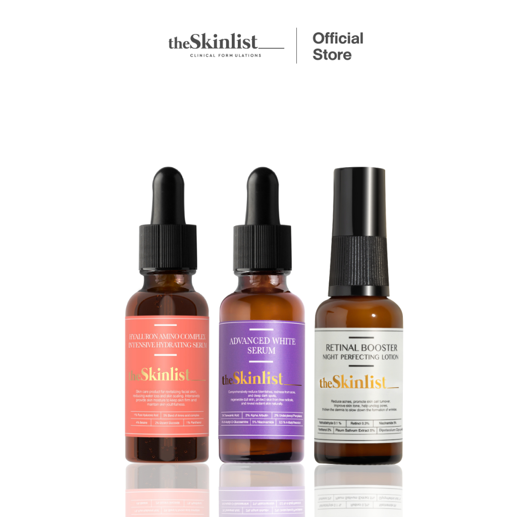 SET ฝ้า ริ้วรอย รูขุมขน ผิวอิ่มฟู The Skinlist Advamced White Serum + Retinal Booster + Hyaluron ...