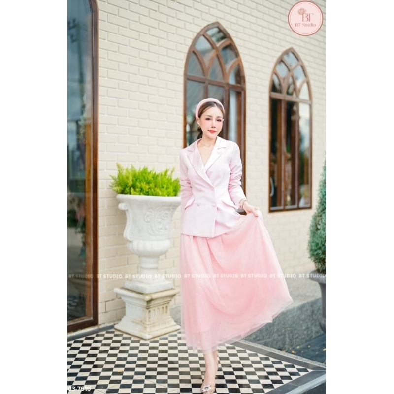 BT studio สูท+กระโปรงมุ้งสีชมพู 03-7610 | Shopee Thailand