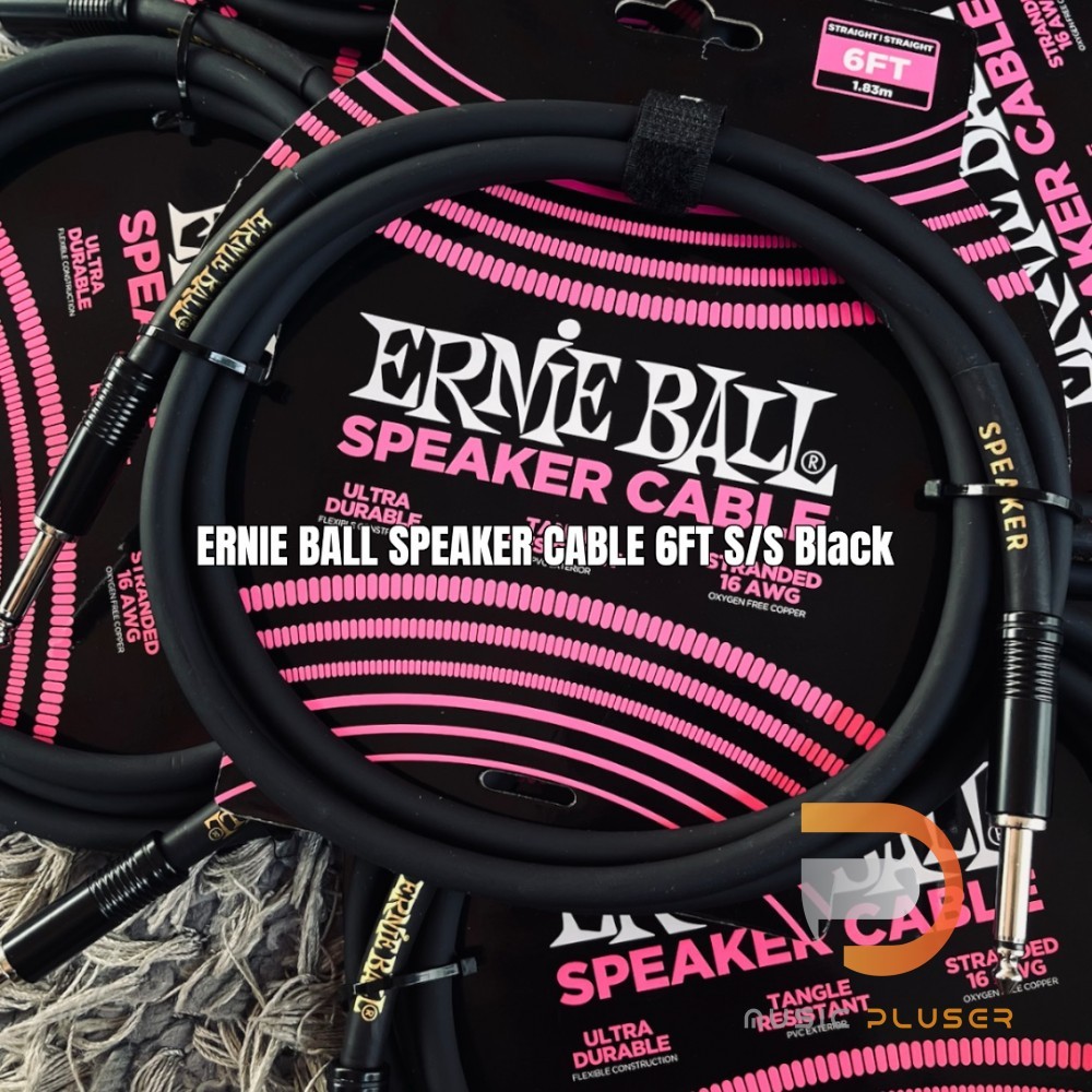 ERNIE BALL SPEAKER CABLE 6FT S/S Black สายสัญญาณเชื่อมต่อลำโพงอย่างดี ขนาด 6FT หัวตรงสินค้าสุดพร ...