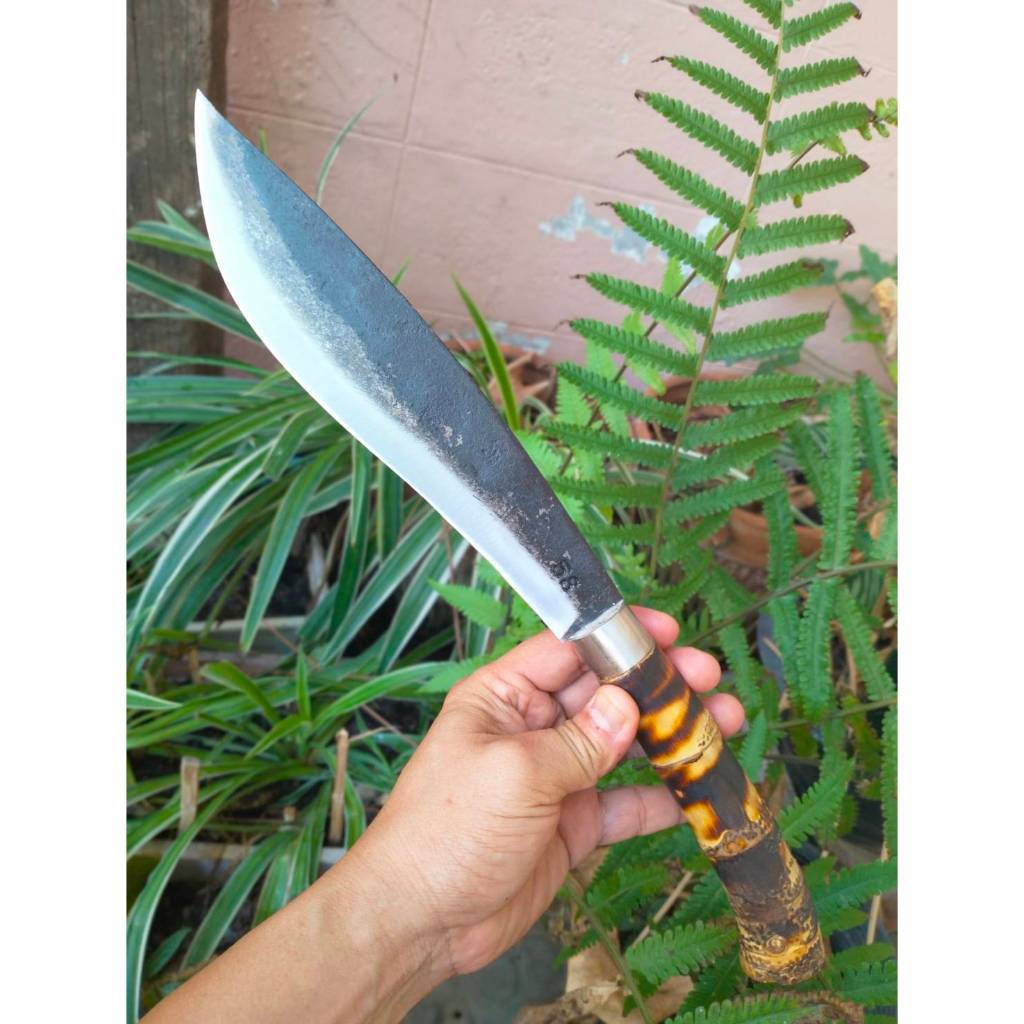 เหน็บ อีเหน็บ (E-Nep) มีดแคมป์ มีดเดินป่า 9.2” SUP9 ตีร้อนชุบแข็ง ผิวไฟ ด้ามเหง้าไม้ไผ่ คอ ...