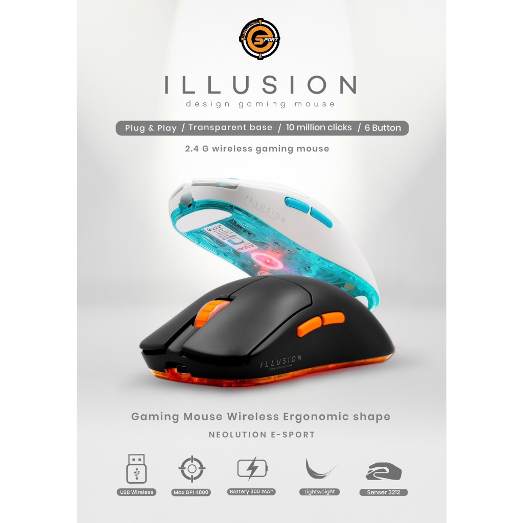 NEOLUTION E-SPORT ILLUSION WIRELESS MOUSE (เมาส์ไร้สาย) | Shopee Thailand