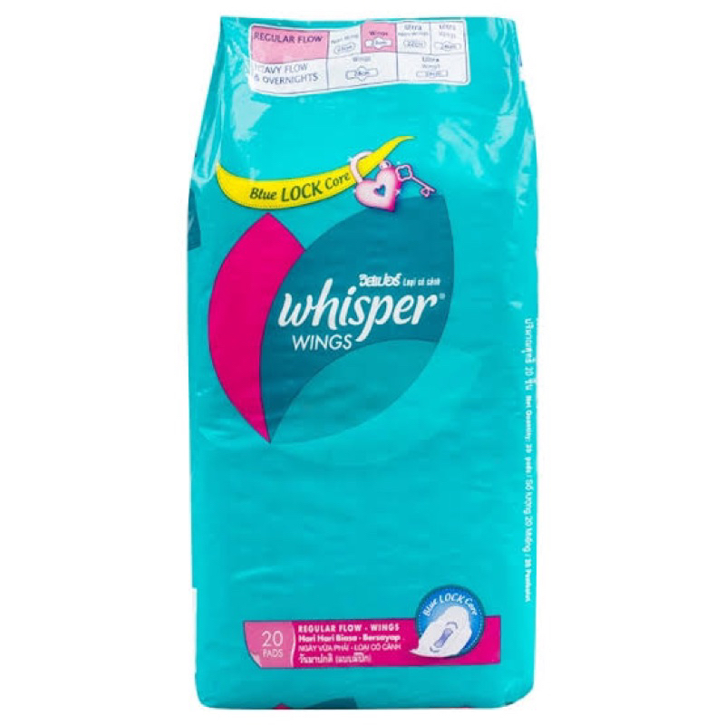 Whisper clean & dry slim flow 20pcs ผ้าอนามัย แห้ง สะอาด บางกำลังดี สล ...