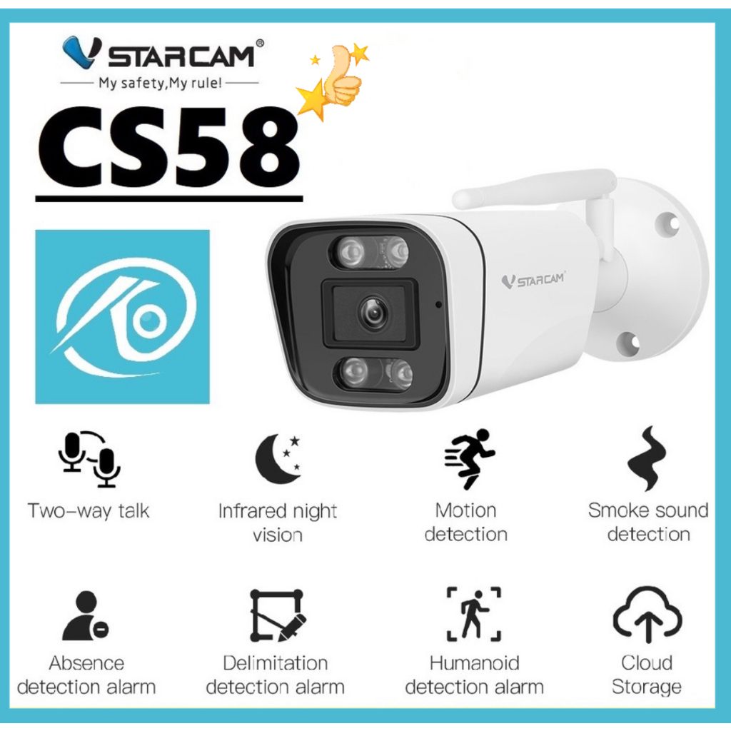Vstarcam CS58（รุ่นใหม่ ปี2022）ความละเอียด 3MP กล้องวงจรปิดไร้สาย Outdoor IP Camera กล้องนอกบ้าน ...