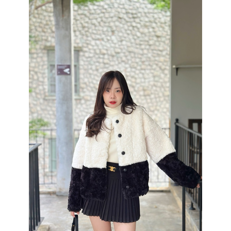 [Make your Clothes] Rabbit fur twotone jacket เสื้อขนเฟอร์กระต่าย ทูโทน ...