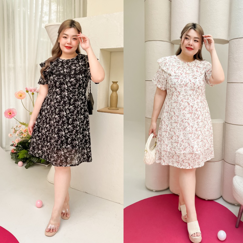สาวอวบ//Gypso dress XL-5XL // เดรสผ้าชีฟองลายดอกไม้ | Shopee Thailand