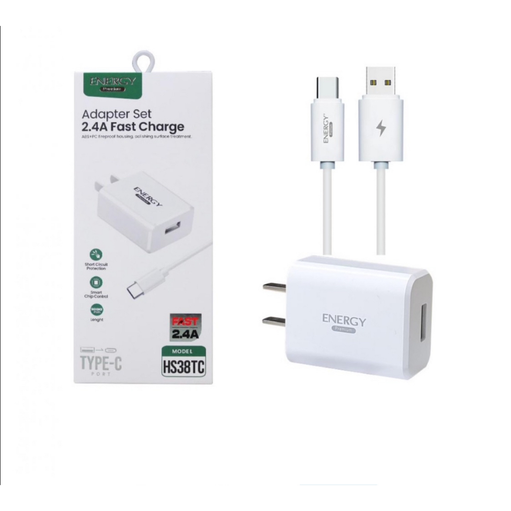 Energy Adapter ชาร์จเร็ว 2.4Aหัวชาร์จ + สายชาร์จ type-c รุ่น HS38TC ...