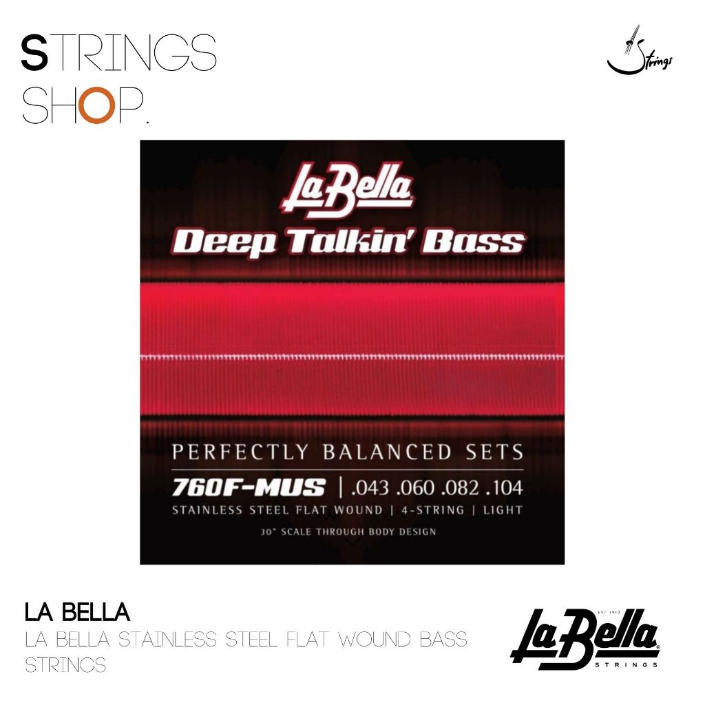 สายเบส La Bella Stainless Steel Flat Wound Bass Strings | Shopee Thailand