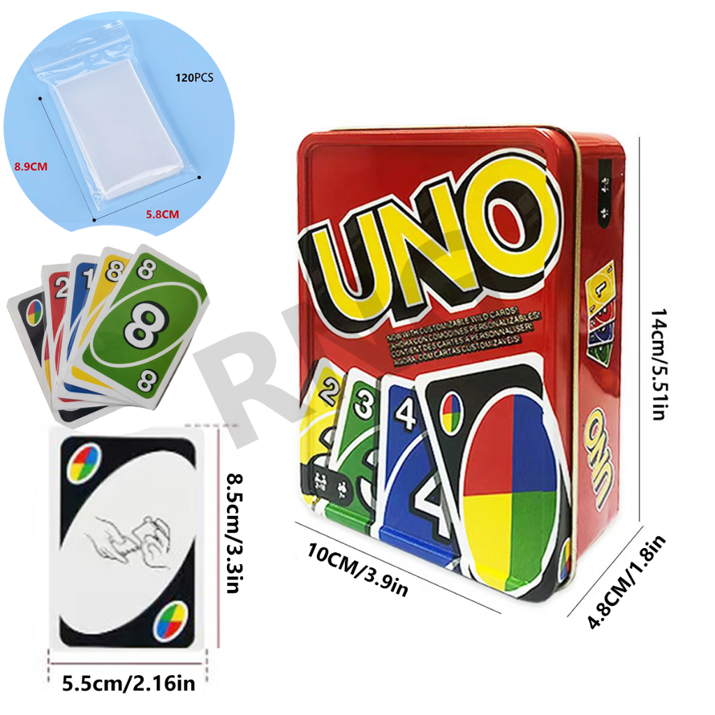 เกมการ์ดUNO Wild / UNO Flip Iron Box Game Classic（แพคเกจกล่องโลหะ ...
