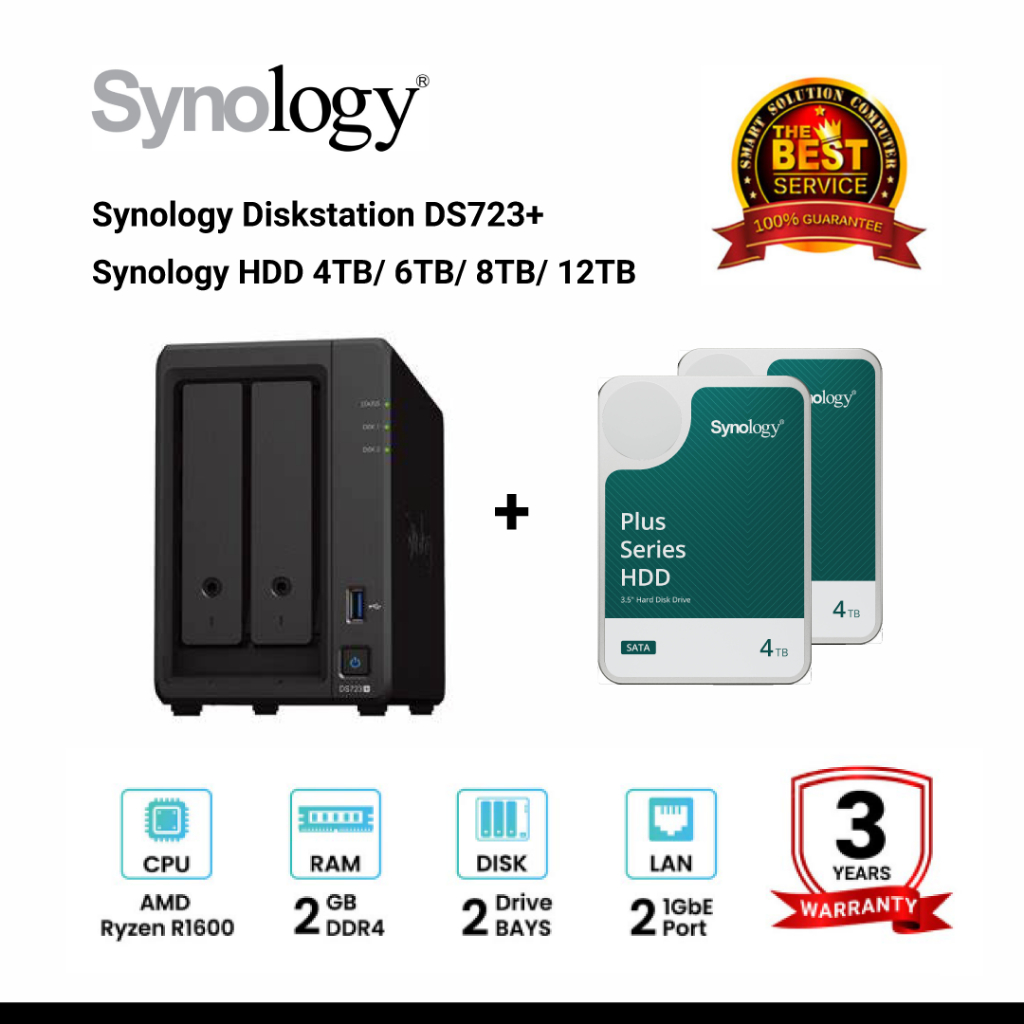 [NEW] Synology DiskStation DS723+ 2-Bay NAS + Synology HDD 4TB/6TB/8TB ...