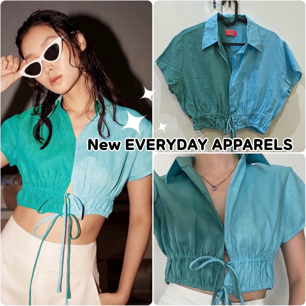 EVERYDAY APPARELS Lulu petite shirt สี Two tone เขียวฟ้า size L - New ...
