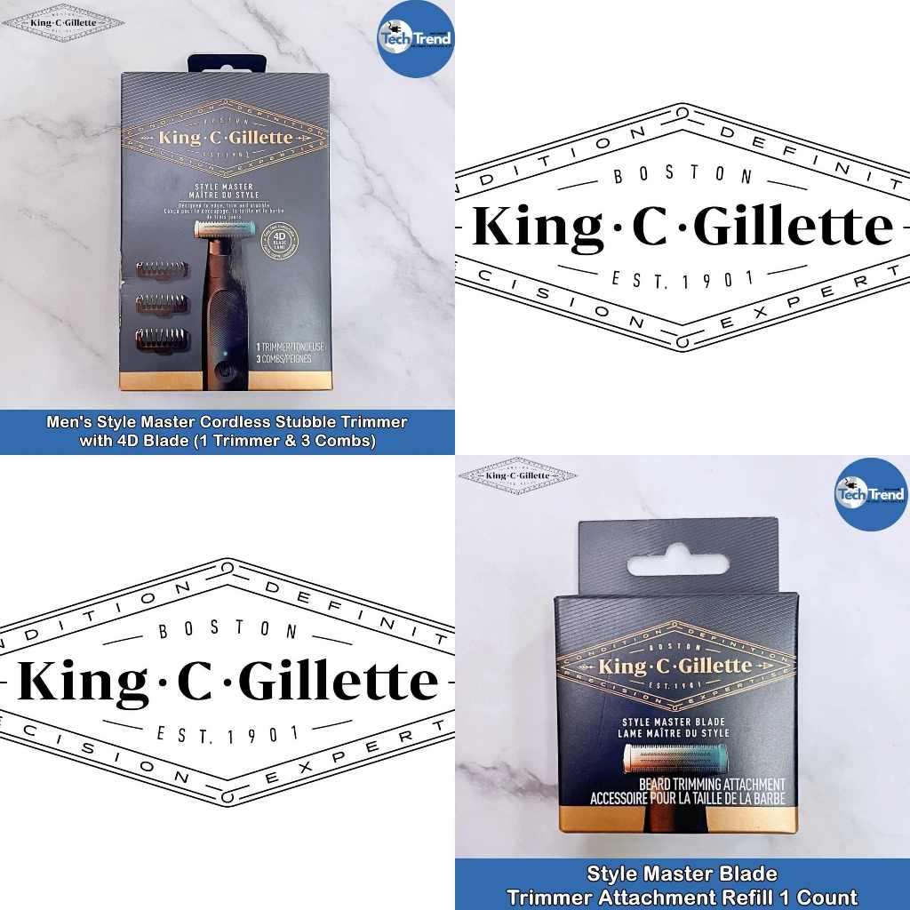(King C. Gillette) Men's Style Master Cordless Stubble Trimmer with 4D Blade ยิลเลตต์ ชุดมีดโกน ...