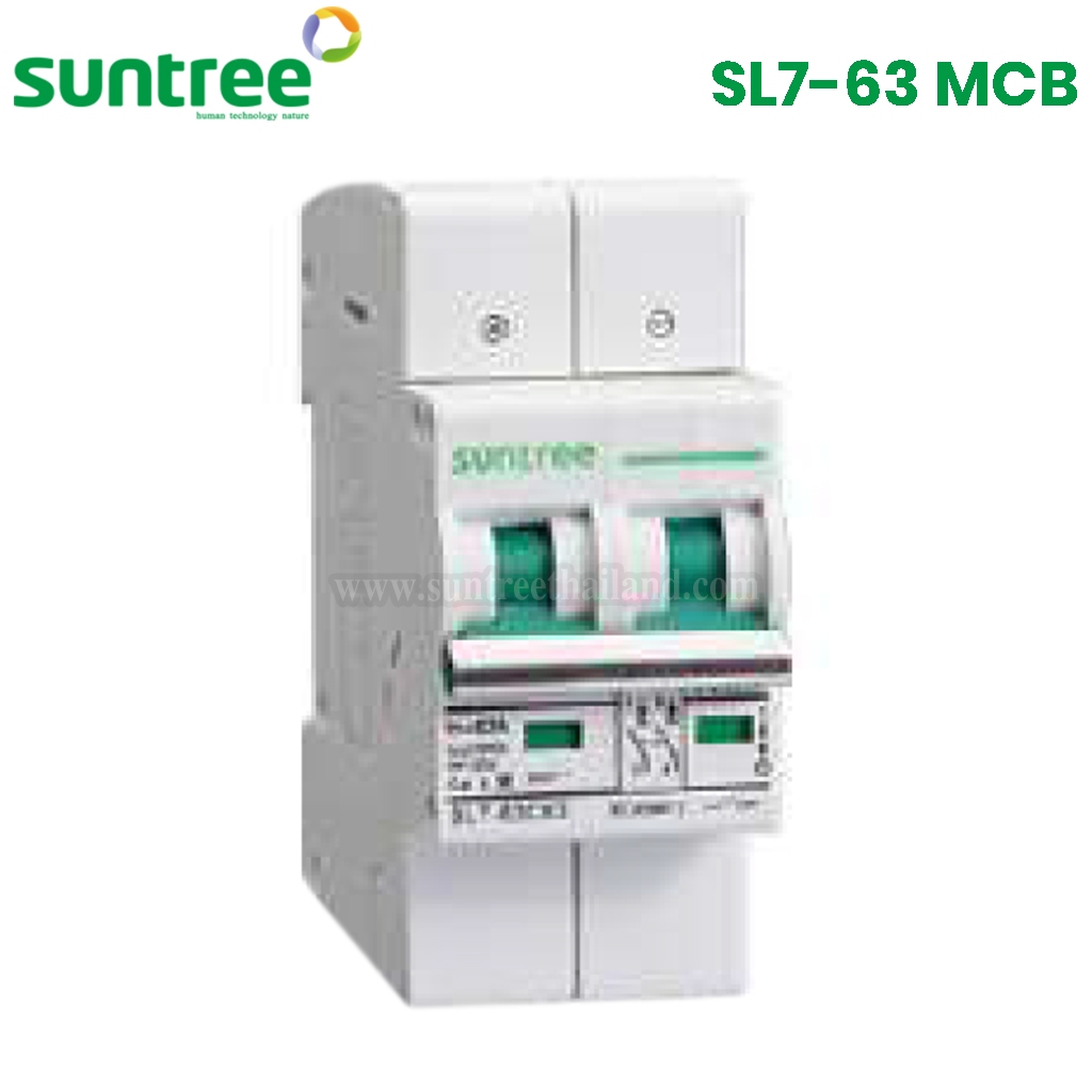 Suntree SL7-63 DC Circuit Breaker MCB 2P 800V ตัวเลือก 16A, 20A, 25A, 32A, 2P 800V Polarity ...
