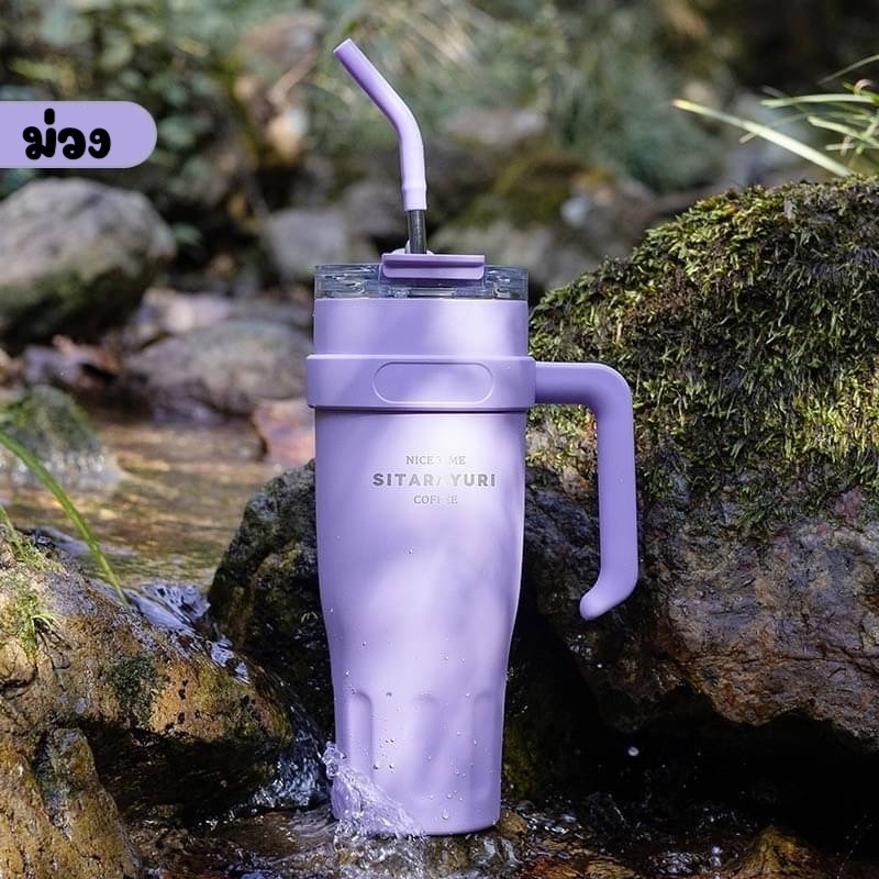 แก้วเก็บอุณหภูมิ SITARAYURI ขนาด 600 900 1200 ML แถมยางรองแก้วและสติกเก ...