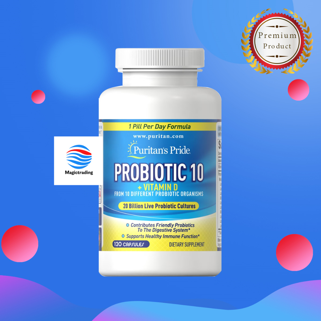 Puritan's Pride Probiotic 10 with Vitamin D 20 billion / 120 Capsules ...