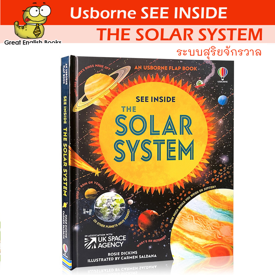 (*มุมปกยับจากการขนส่ง*) พร้อมส่ง หนังสือบอร์ดบุ๊ค Usborne See inside the Solar System by Rosie ...