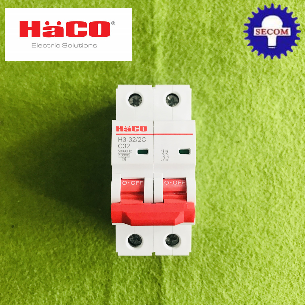 ลูกเซอร์กิต HACO MCB H3-32/2C 2P 32A 230/400V Miniature Circuit Breaker HACO 2P 32A เซอร์กิต ...
