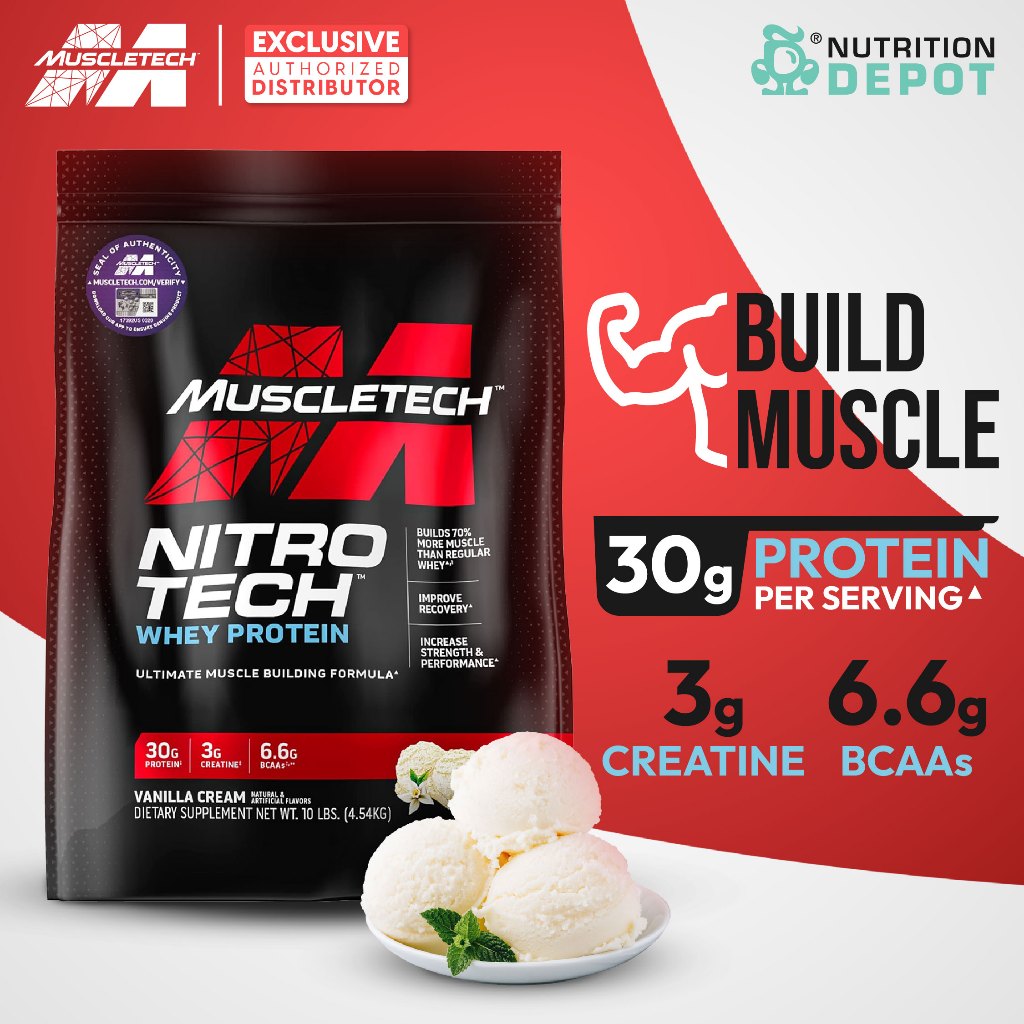 MuscleTech Nitro tech 10 lb - Vanilla เวย์โปรตีนเสริมสร้างกล้ามเนื้อ ...
