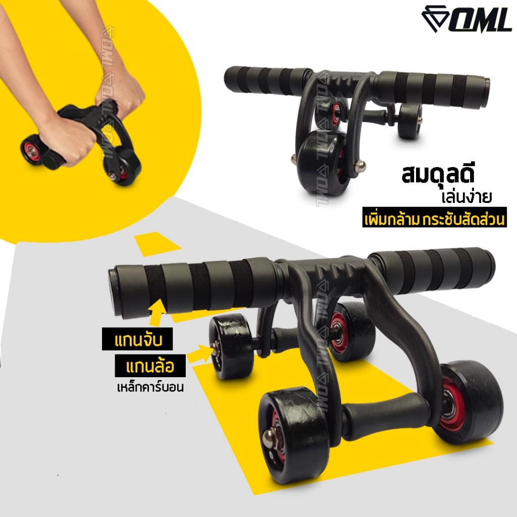 OML W ลูกกลิ้งบริหารหน้าท้อง ฐานกว้าง เพิ่มสมดุลเวลากลิ้ง ลูกกลิ้ง ...