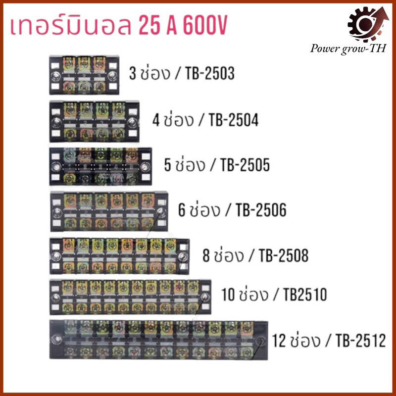 เทอร์มินอล 600V 25A Terminal เทอร์มินอล TB2503 TB2504 TB2505 TB2506 TB2508 TB2510 TB2512 ...