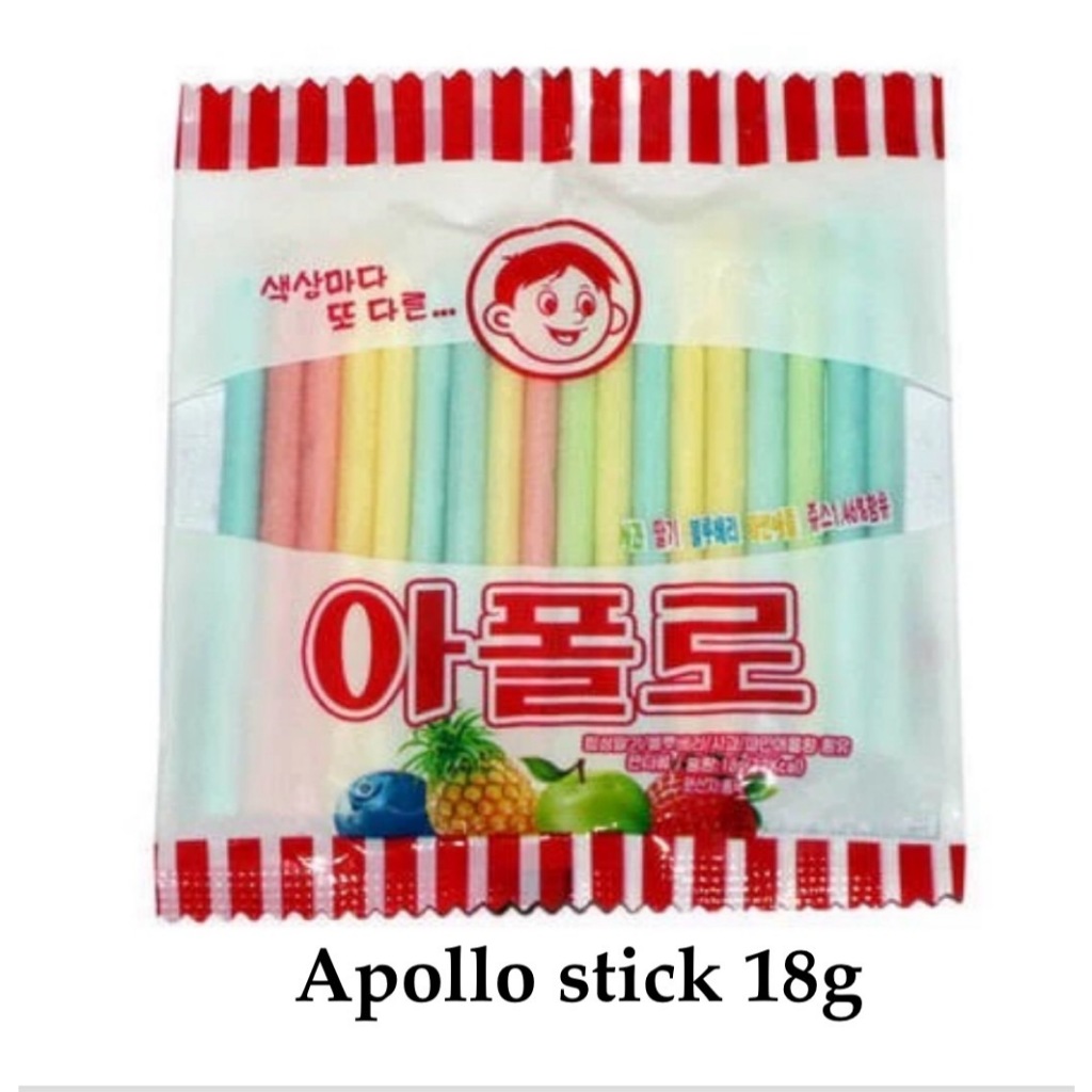 ขนมย้อนวัย ขนมวัยเด็ก apollo cc stick candy 18g 아폴로 ขนมหลอดดูดรสผลไม้ ลูกอมแท่งโบราณ ลูกอมหลอดรส ...