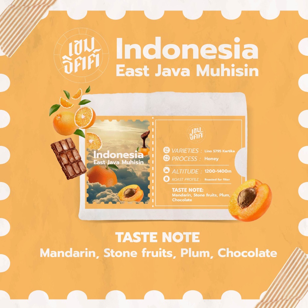 เมล็ดกาแฟคัวอ่อน Indonesia East Java Muhisin Honey Process ขนาด100กรัม ...