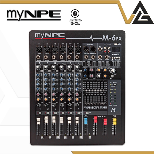 NPE M-6FX มิกเซอร์บลูทูธ 6 ชาแนล EQ 7 Band myNPE มิกเซอร์ เครื่องเล่น MP3 มิกซ์ อนาล็อก เครื่อง ...