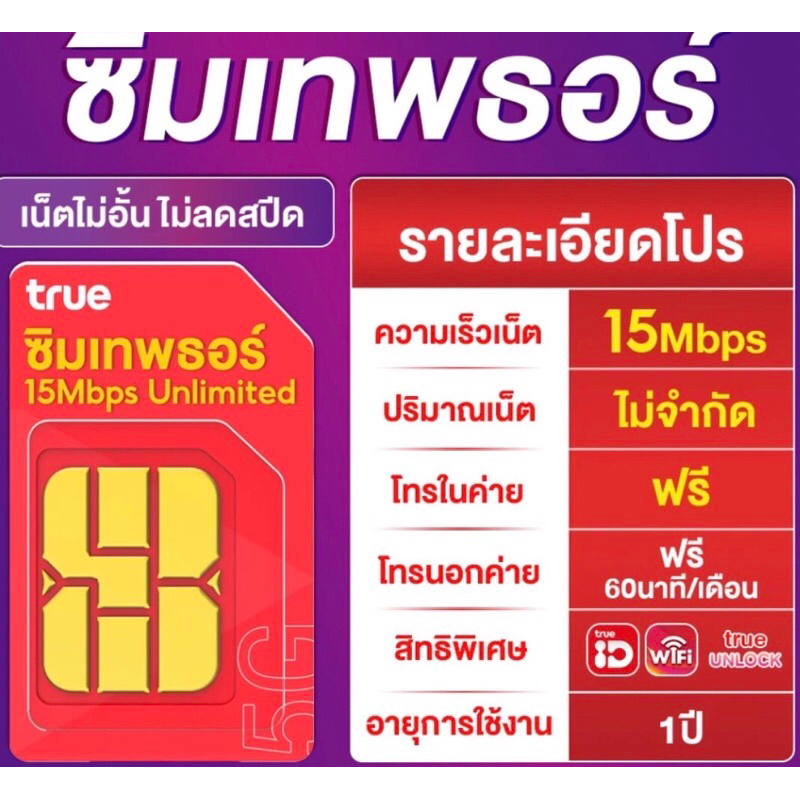 ถูกสุด ซิมรายปี ซิมเทพธอร์ 15mbps , 6mbps ไม่อั้น ไม่ลดสปีด ใช้ได้นาน 1 ปี ซิมเทพทรู | Shopee ...