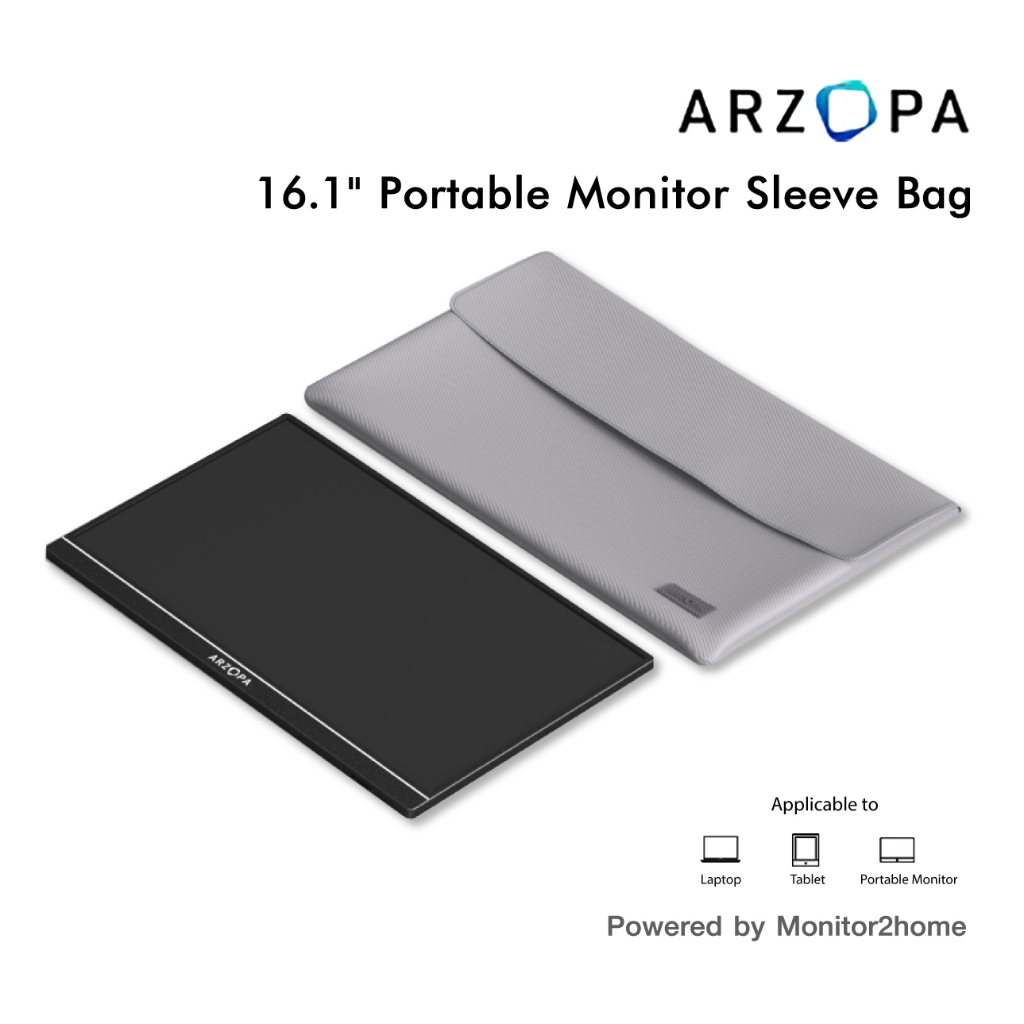 Arzopa 16.1" Portable Monitor Sleeve Bag, กระเป๋าใส่จอพกพา PU Leather ...