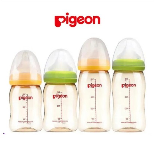 ขวดนม ขวดนมพีเจ้น คอกว้าง สีชา ขวดนม Pigeon ของแท้ 100% (จุก SS 160ML / จุก M 240ML / จุก L ...