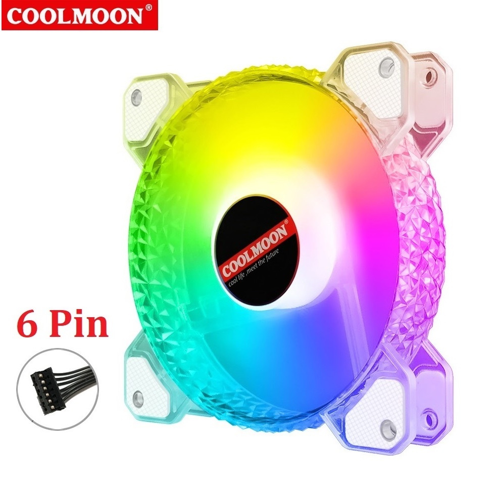 พัดลมเคส Coolmoon Crystal Diamond RGB 6Pin 120mm. | Shopee Thailand