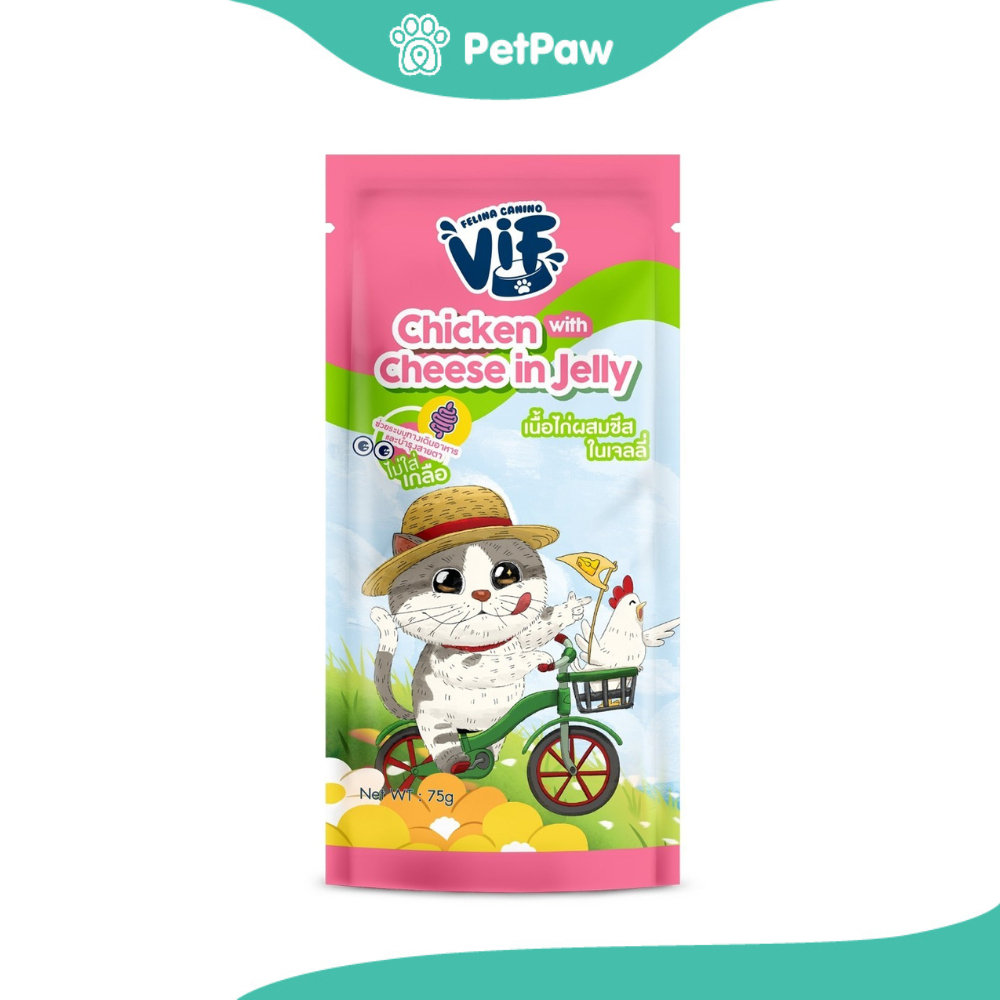Vif Cat สูตร C14 Chicken with Cheese in Jelly (เนื้อไก่ผสมชีสในเจลลี่) อาหารเปียกสำหรับแมว ...