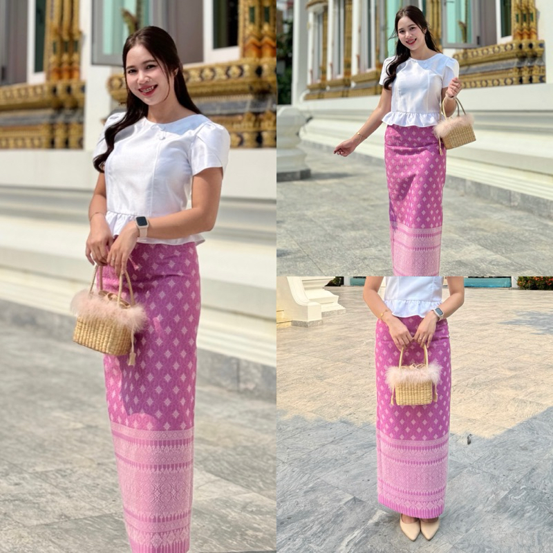 กระโปรงผ้าถุงลายไทย งานบวช งานบุญ อัดกาวทั้งตัวอย่างดี (ผ้าถุงอย่างเดียว) by Raphee | Shopee ...