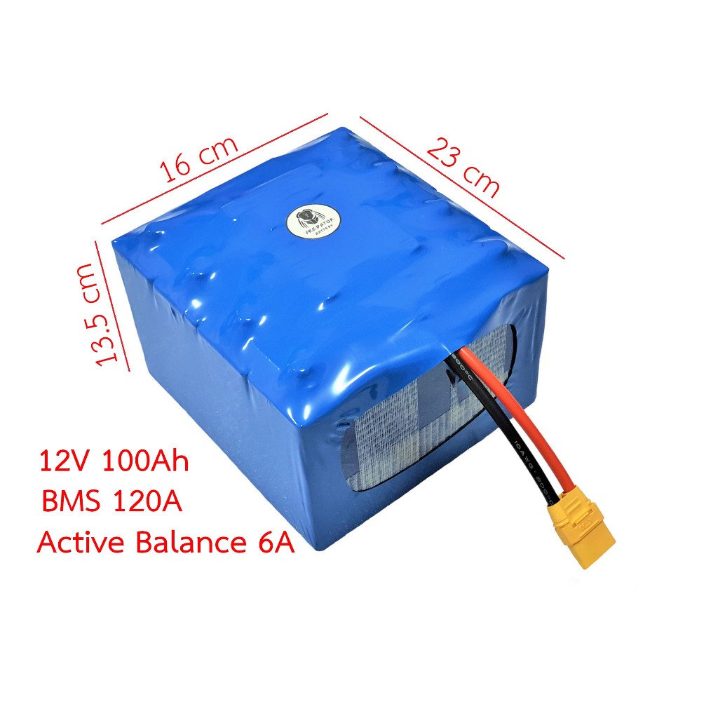 12V 100Ah + BMS 120A Active Balance 3A แบตเตอรี่ลิเธียมฟอสเฟตพร้อมใช้ Lifepo4 | Shopee Thailand