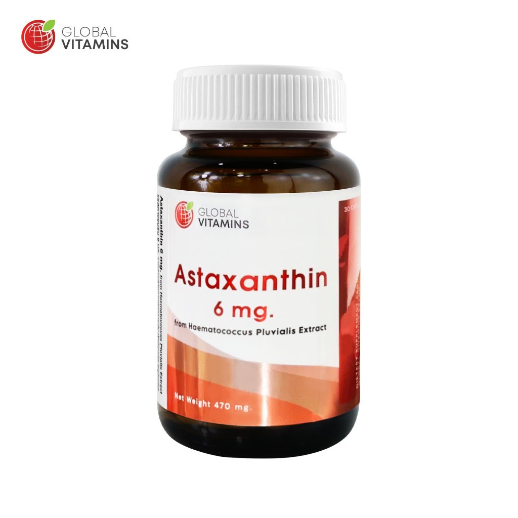 แอสตาแซนธิน 6 มก. x 1 ขวด โกลบอลวิตามิน Astaxanthin 6 mg. Global Vitamins | Shopee Thailand