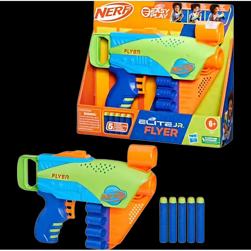 Nerf Elite Junior Flyer Foam Kids Toy Blaster with 5 Darts | Shopee ...