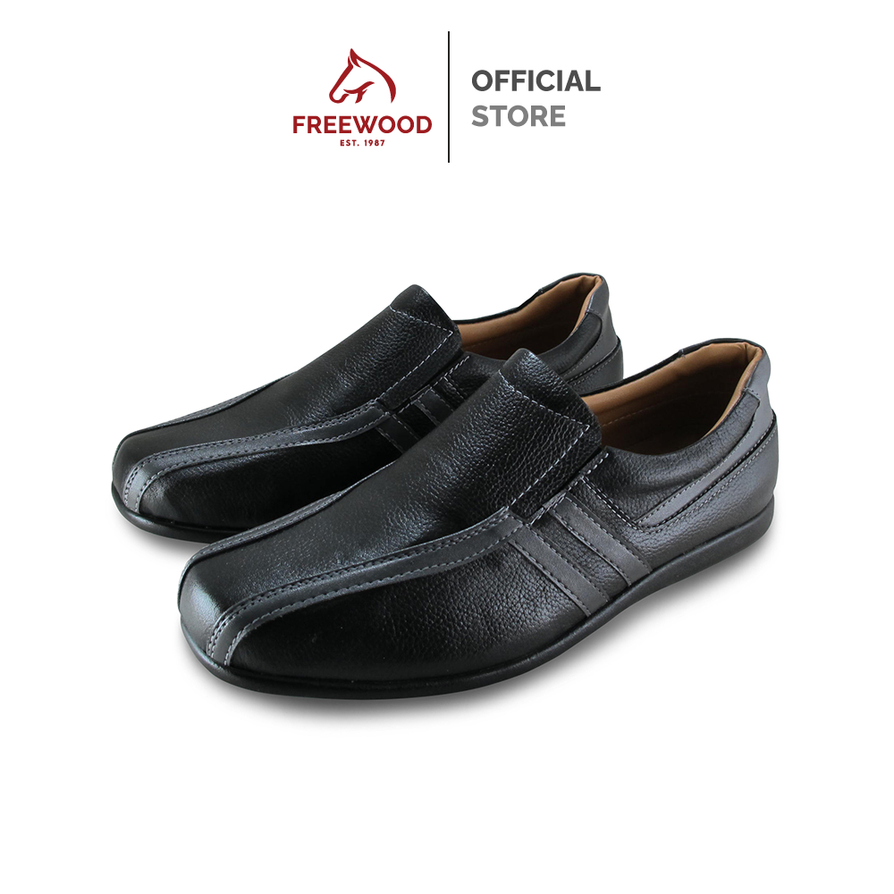 FREEWOOD CASUAL SHOES รองเท้าลำลองผู้ชาย หนังแท้ รุ่น 79-613 สีดำ ...