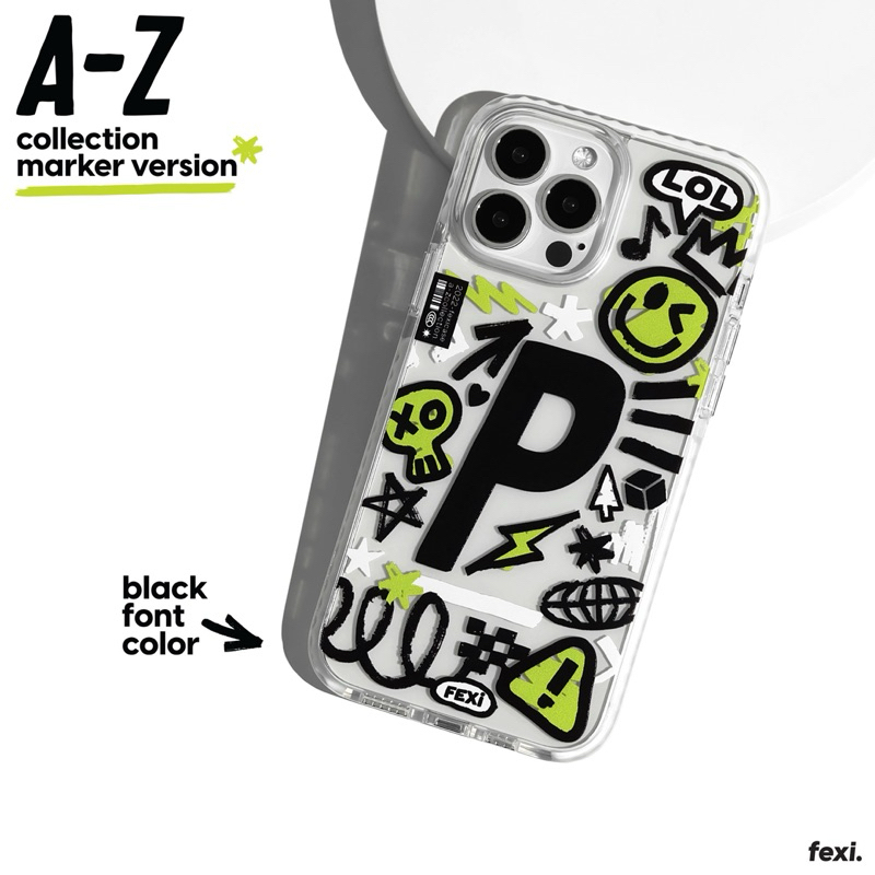 เคสไอโฟน “ Marker Version A-Z collection ลายสกรีนสีดำ “ iPhone Case for 12 - 16 series & Samsung ...