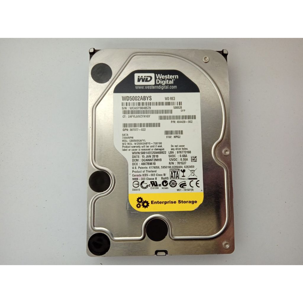 Western Digital WD RE3 WD5002ABYS-70B1B0 500 GB 3.5" Desktop Hard Drive ...