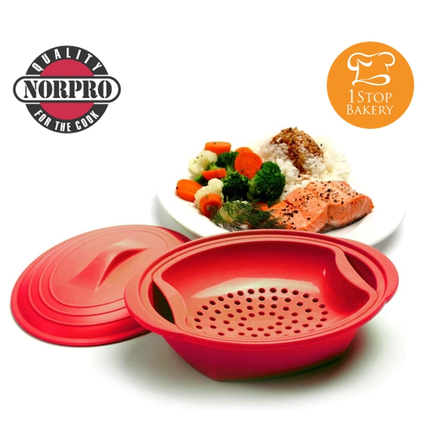 Norpro 180R Silicone Steamer with Insert - Red/อุปกรณ์สำหรับนึ่งอาหาร ...
