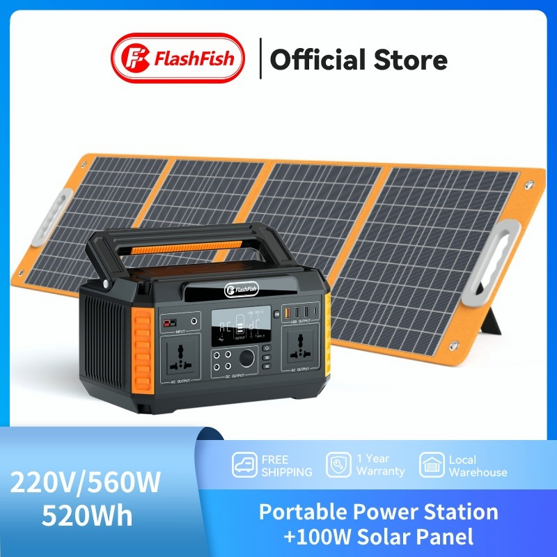Flashfish Power box กล่อง 560W/520Wh Portable Power Station แคมป์ปิ้ง Powerbank Camping Power ...