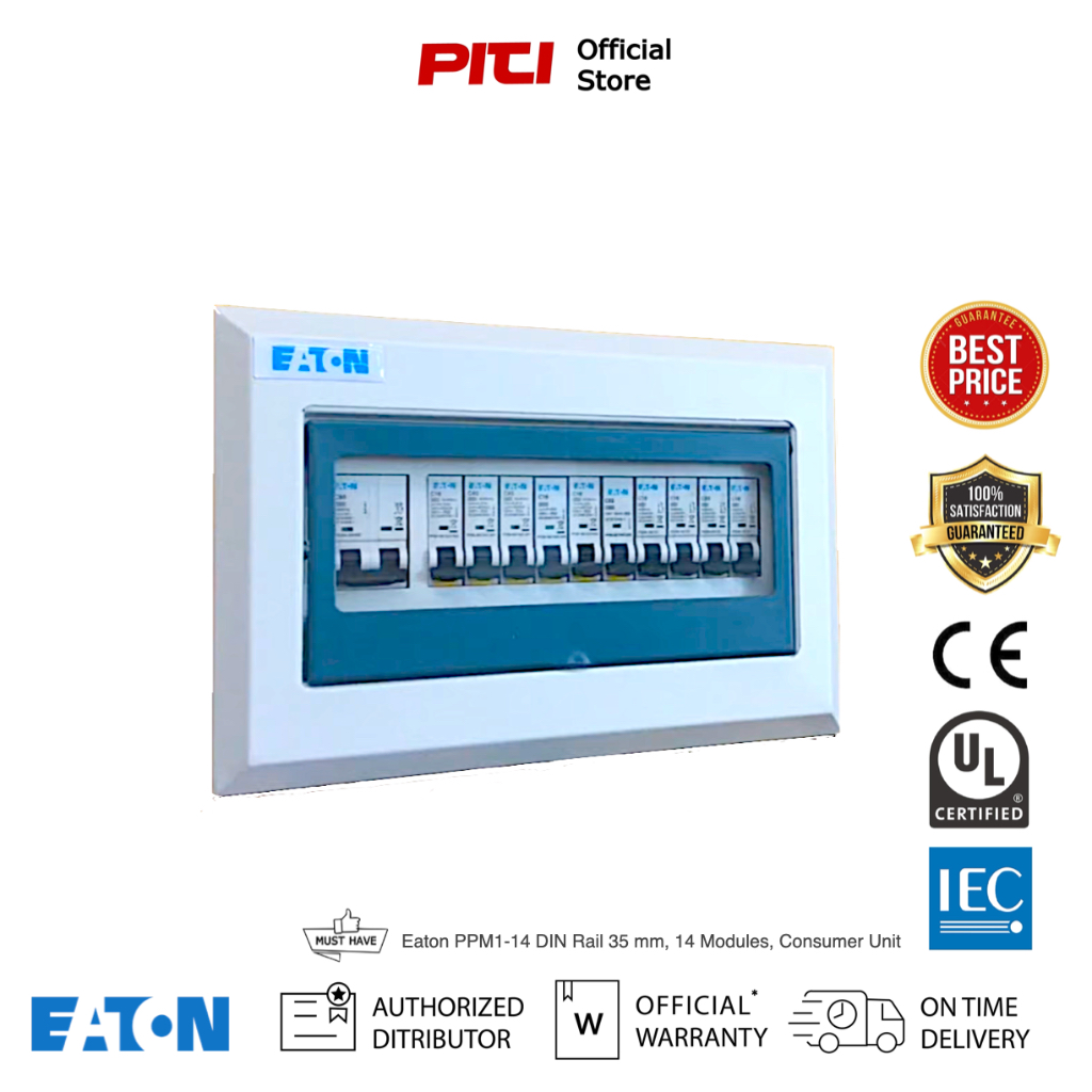 Eaton PPM1-14 DIN Rail 35 mm, 14 Modules, Consumer Unit | Shopee Thailand