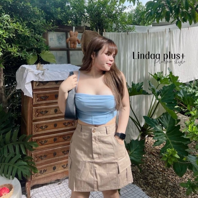 Linn กระโปรงสาวอวบ (รุ่นกระเป๋า5) กระโปรงยีนส์สาวอวบ เอว32-46นิ้ว | Shopee Thailand