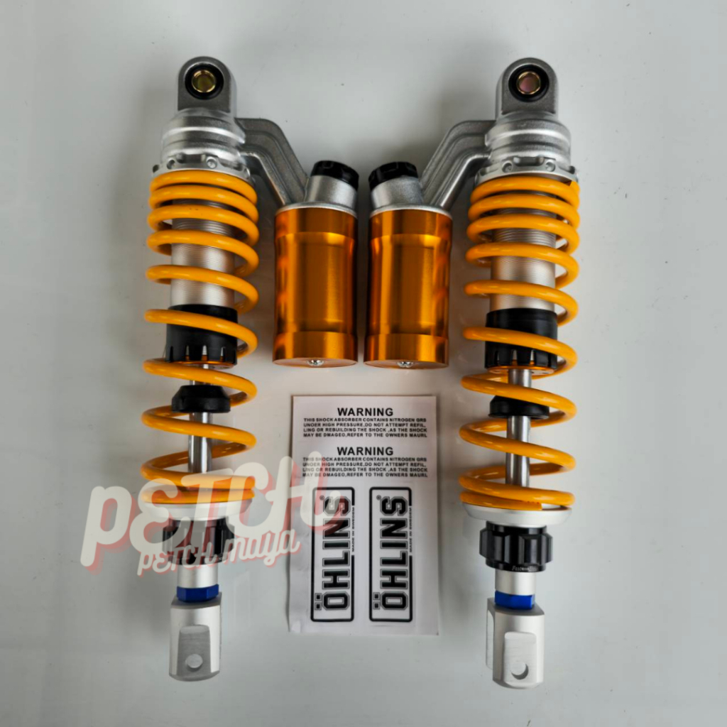 โช้คหลังแต่ง สีเหลือง 310มิล แถมฟรีสติ๊กเกอร์ OHLINS ใส่ / PCX / Nmax / Xmax /GPS drone / Aeroc ...