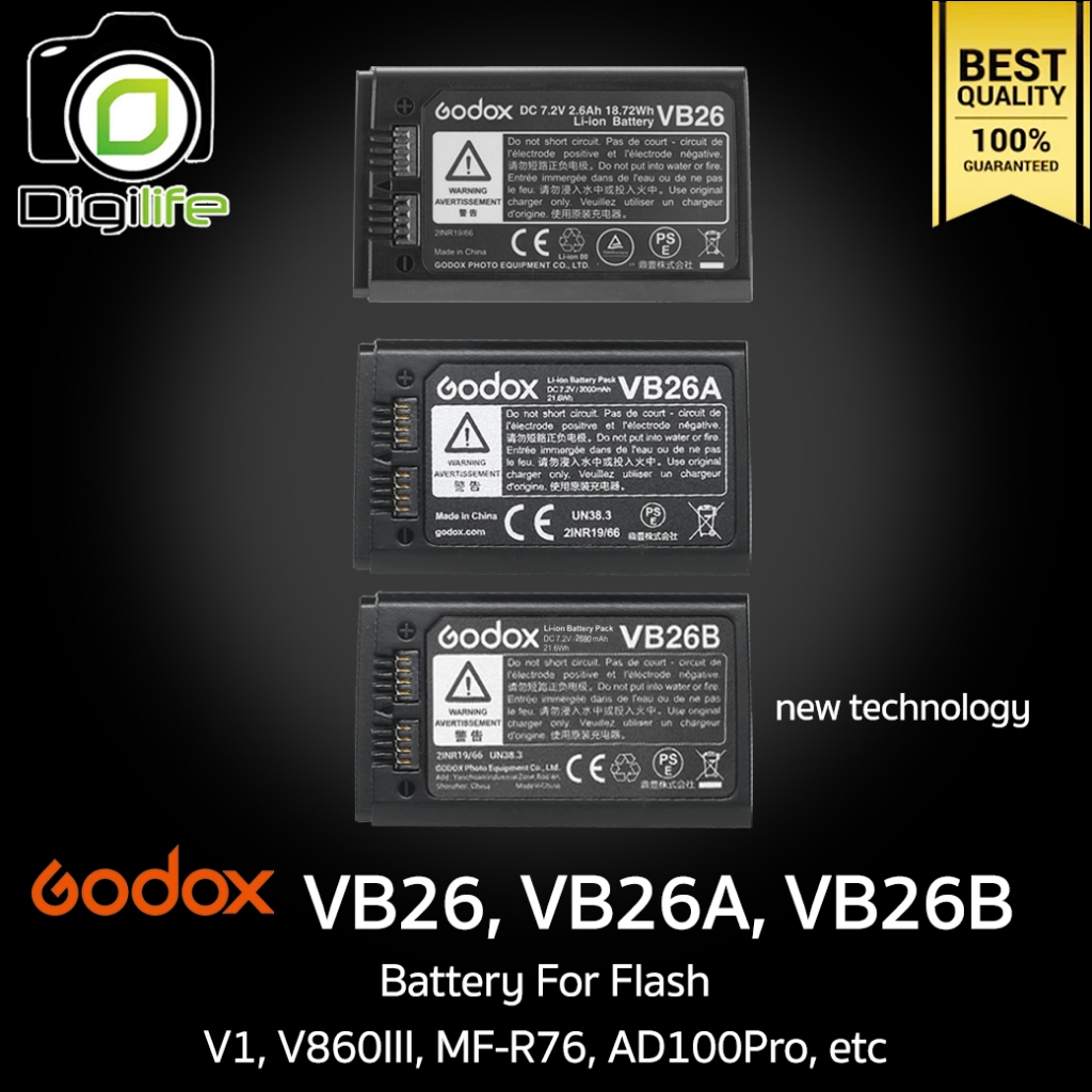 Godox Battery VB26, VB26A, VB26B - For Flash V1, V860III, AD100Pro, MF ...