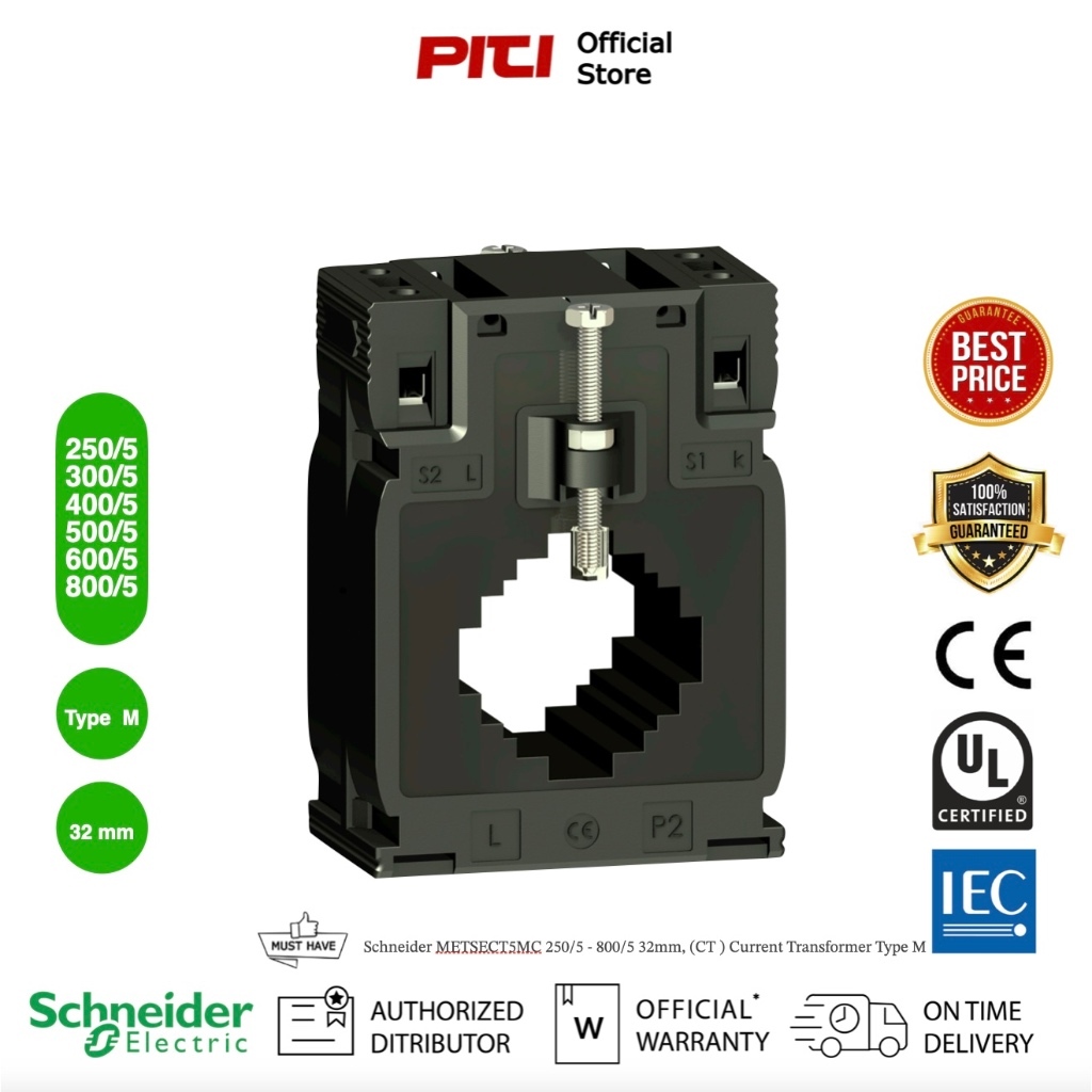 Schneider CT METSECT5MC080 (800/5A) Current Transformer Type-M 32mm (CT ...
